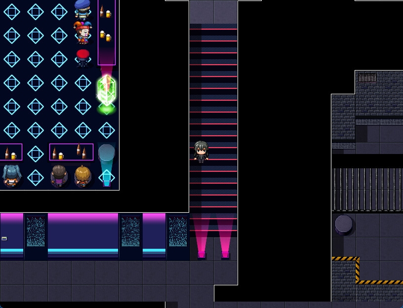 エロ同人傑作選 : RPGツクールMV・MZ用マップチップ/タイルセット『ナイトクラブ・SF・サイバーパンク・秘密基地・闇カジノ』 現代やファンタジーでもお使いいただけます